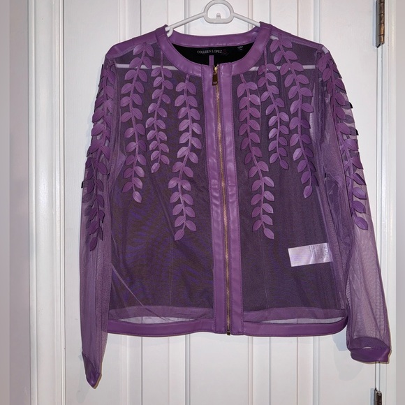 Colleen Lopez | Jackets & Coats | Colleen Lopez Mesh Leaf Floral Faux ...